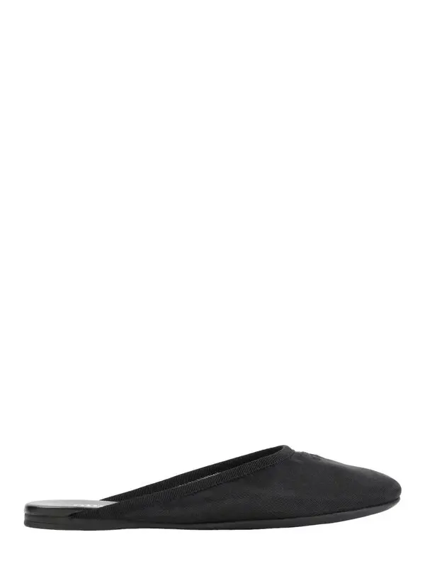 Miu Miu Logo-embroidered Flat Mules - Black