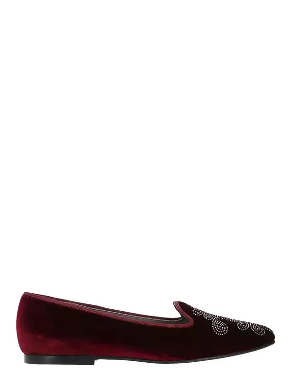 CastaÑer Floral-motif Velvet Loafers - Red