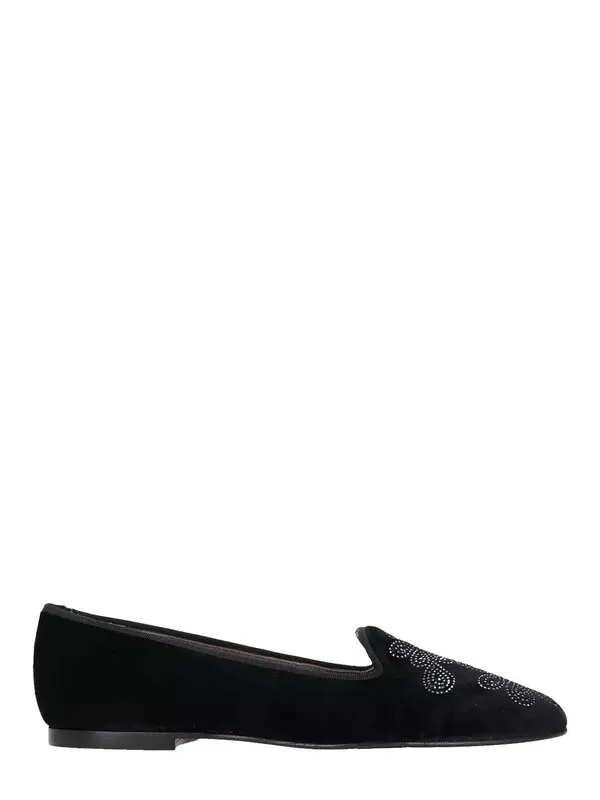 CastaÑer Floral-motif Velvet Loafers - Black