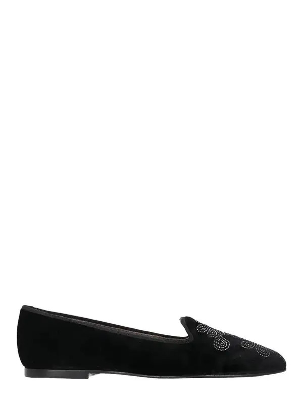 CastaÑer Floral-motif Velvet Loafers - Black