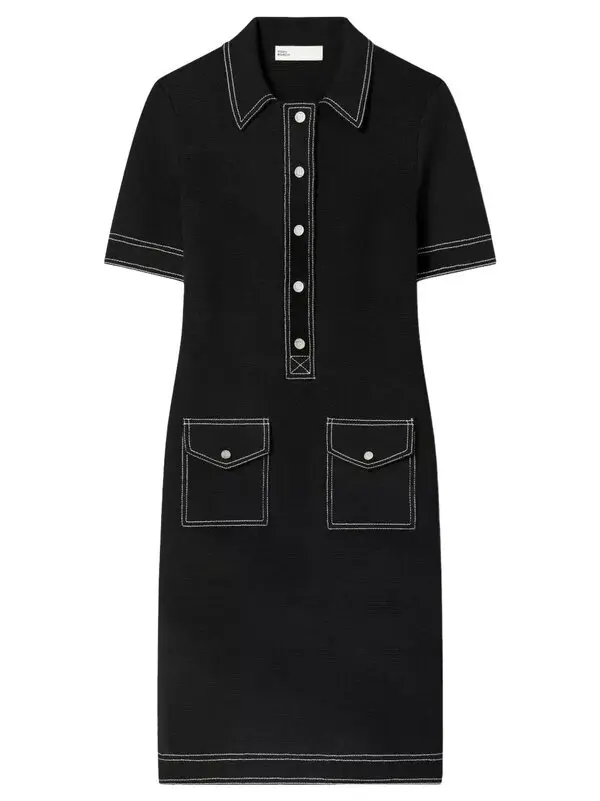 Tory Burch Topstitch Mini Dress - Black