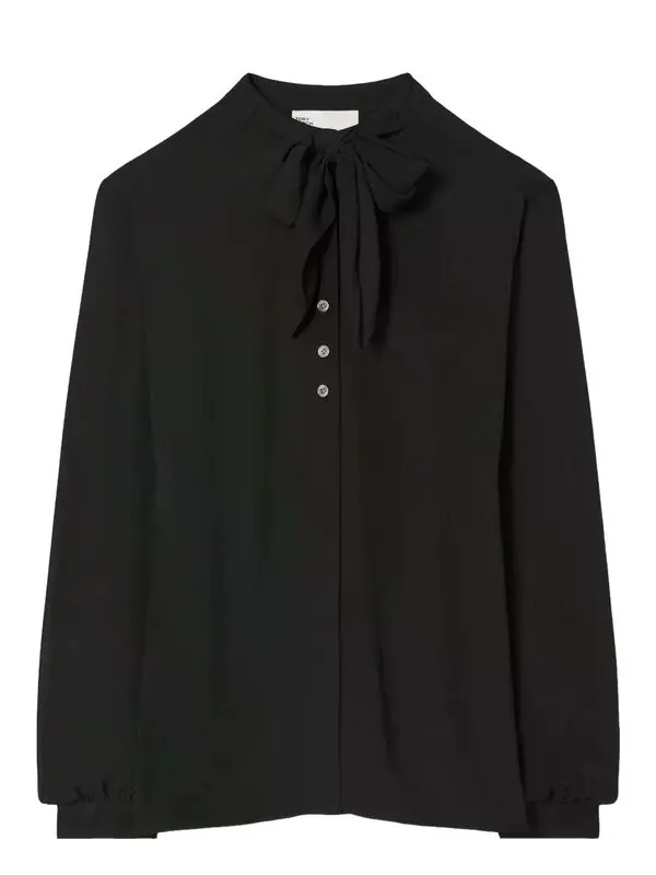Tory Burch Bow Georgette Blouse - Black