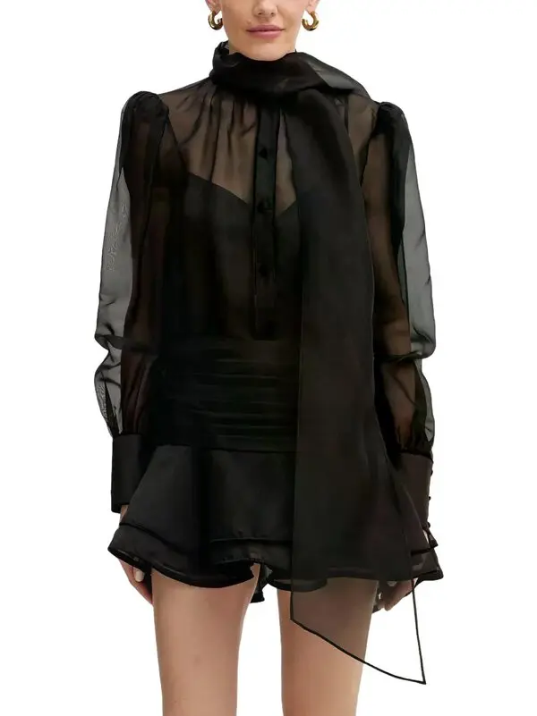 Retrofete Celandine Ruffled Mini Dress - Black