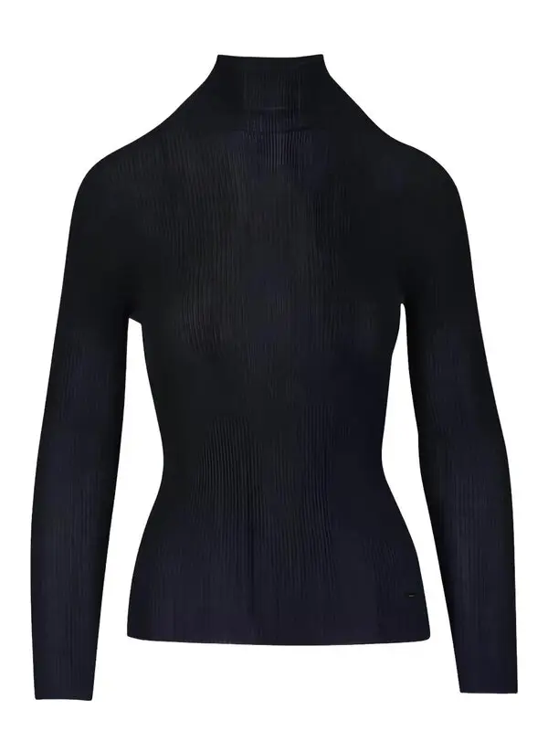 Akris Ribbed Knit Turtleneck Top - Blue