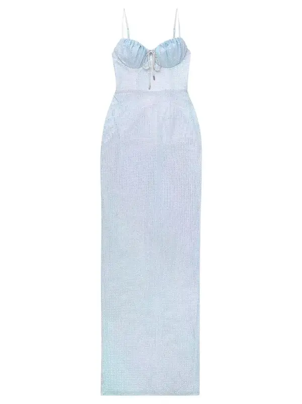 AREA Hotfix Embellished Maxi Dress - Blue