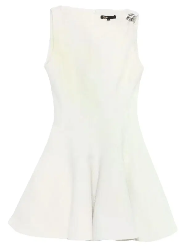 Maje Buckle Appliqué Cotton Dress - White