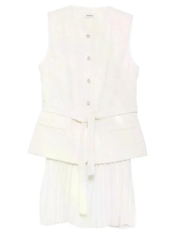 Sandro Sequin-embellished Pleated Mini Dress - Neutrals