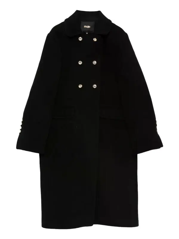 Maje Buttoned Double-breasted Coat - Black
