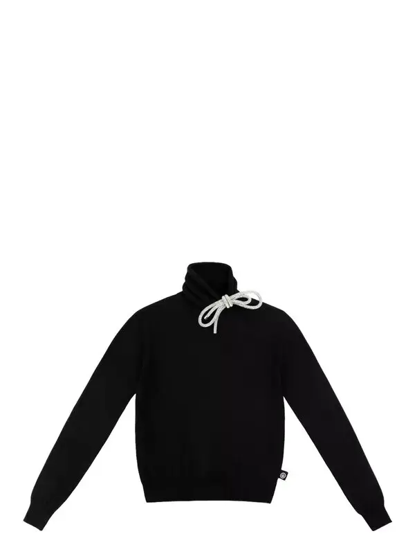 AREA Crystal-knot Turtleneck Sweater - Black