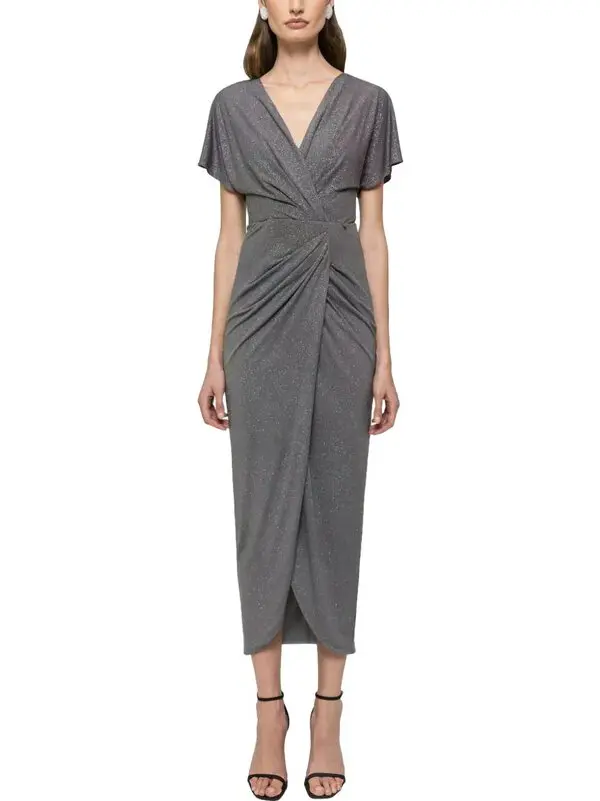 NISSA V-neck Maxi Dress - Grey