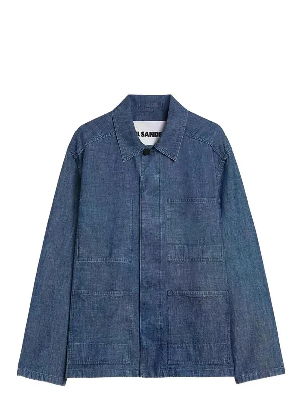 JIL SANDER Patch-pocket Chambray Overshirt - Blue