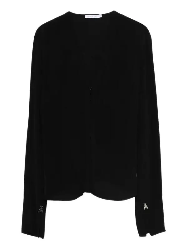 Patrizia Pepe Long-sleeve Detail-cuff Top - Black