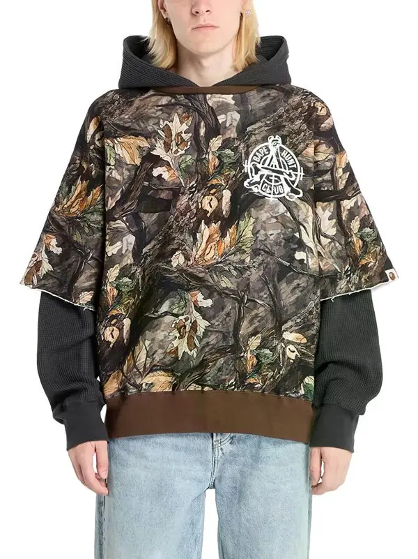 A BATHING APE Tree Edge Camo Layered Hoodie - Brown