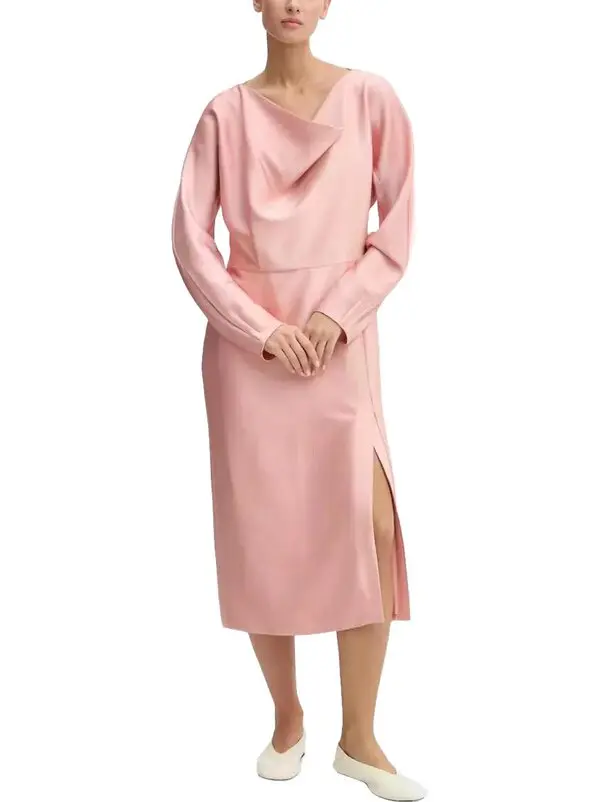 Stine Goya Midi Dress With Cowl Neck And Slit - Pink