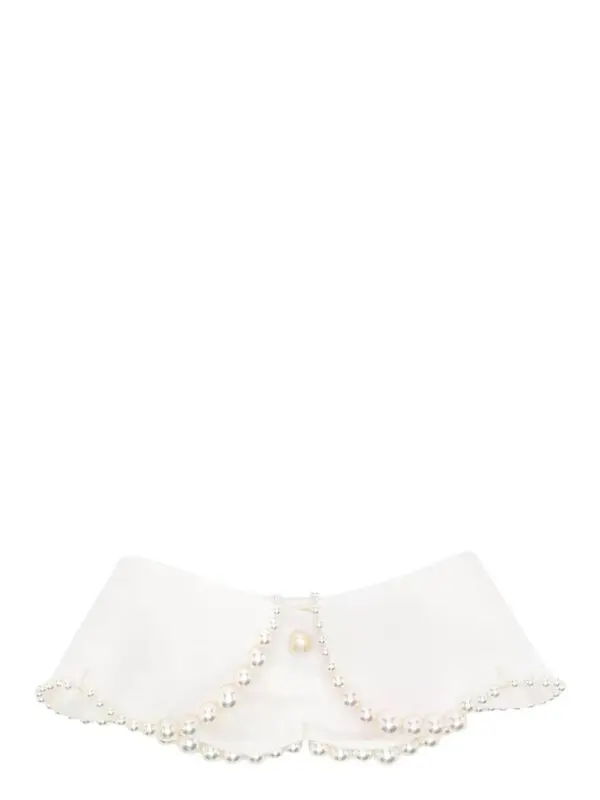 Dice Kayek Pearl Embellished Collar - White