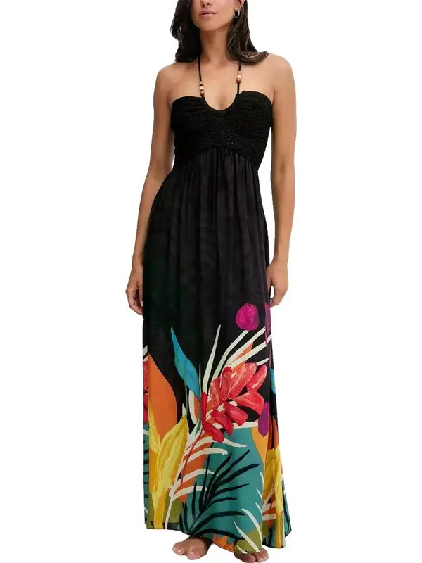 Desigual Floral Halterneck Maxi Dress - Black