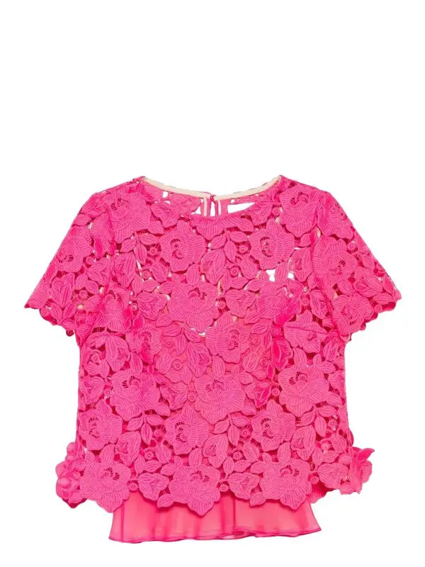 Oscar De La Renta Floral Lace Top - Pink