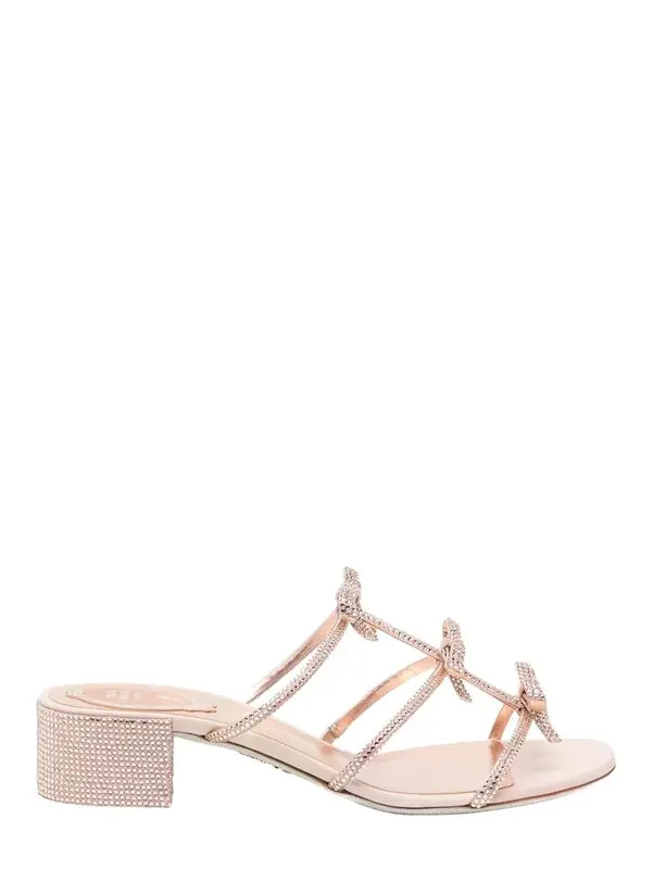 Rene Caovilla 40mm Crystal-embellished Ribbon Sandals - Pink