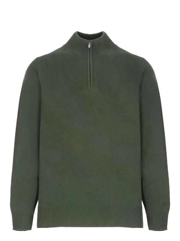 MC2 SAINT BARTH Zip-neck Lambswool Sweater - Green