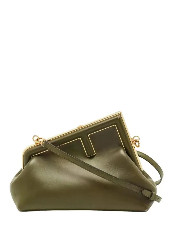 Fendi 2021 Small First Leather Clasp Clutch Bag - Green
