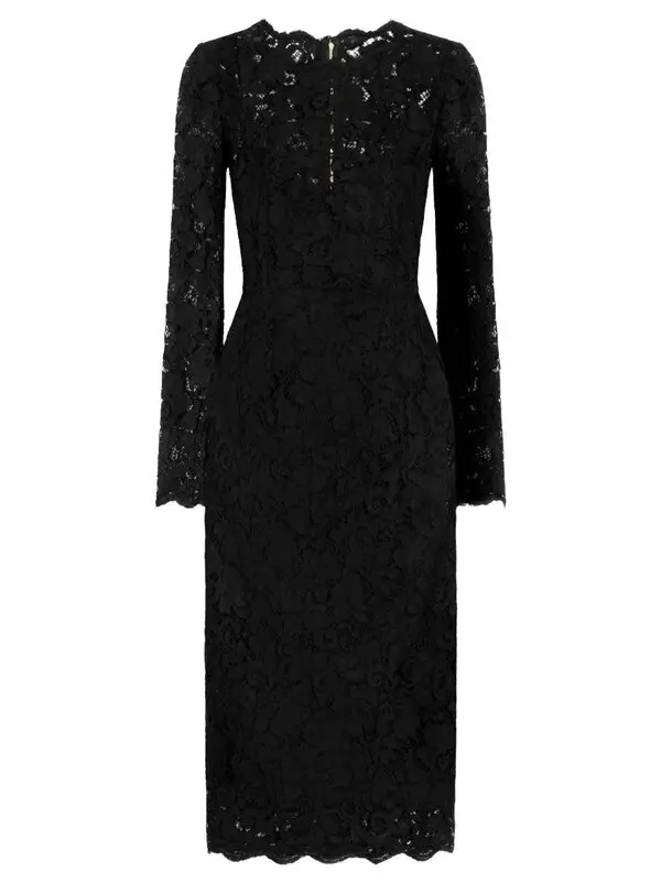 Dolce & Gabbana Long-sleeve Lace Midi Dress - Black