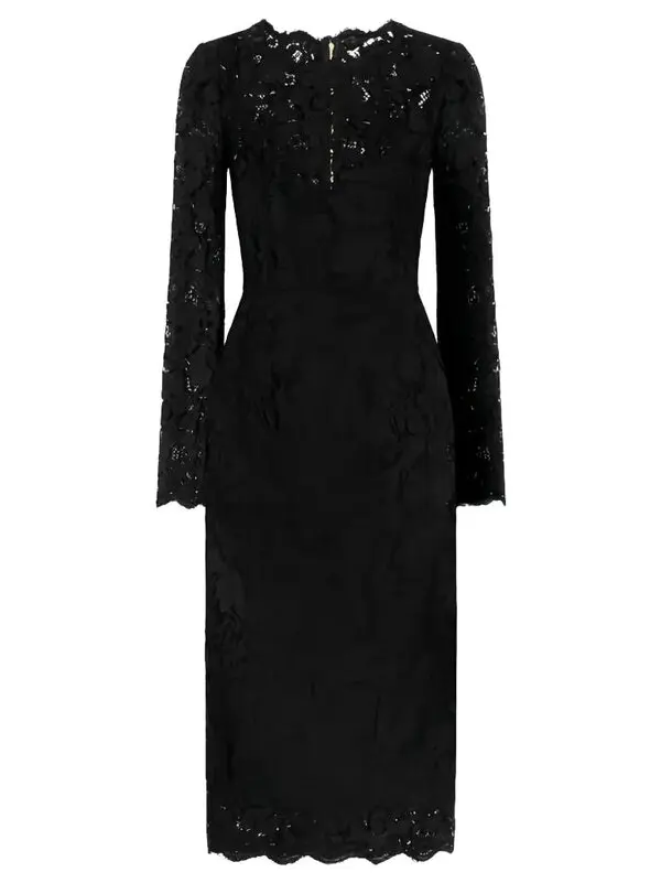 Dolce & Gabbana Long-sleeve Lace Midi Dress - Black