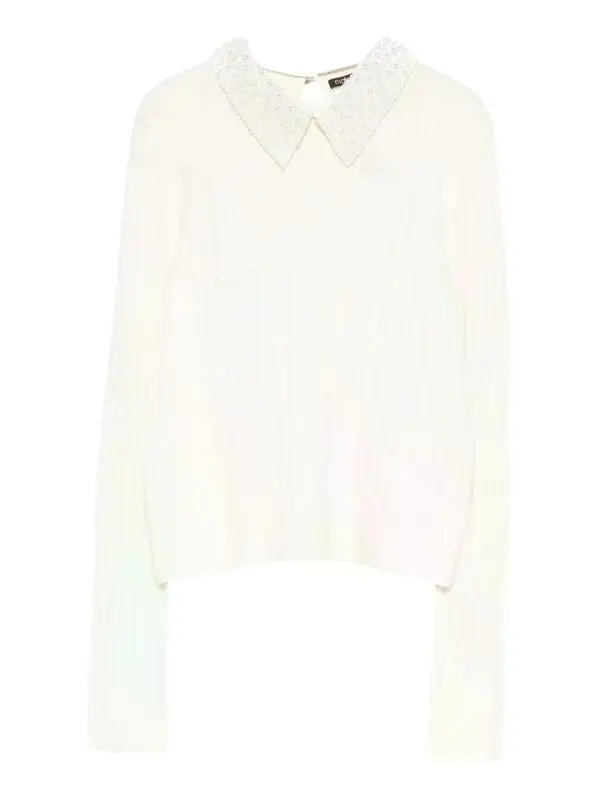 Maje Beaded-collar Sweater - White