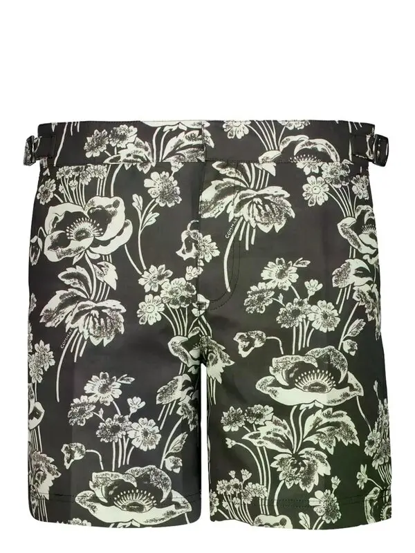 Commas Floral-print Swim Shorts - Black