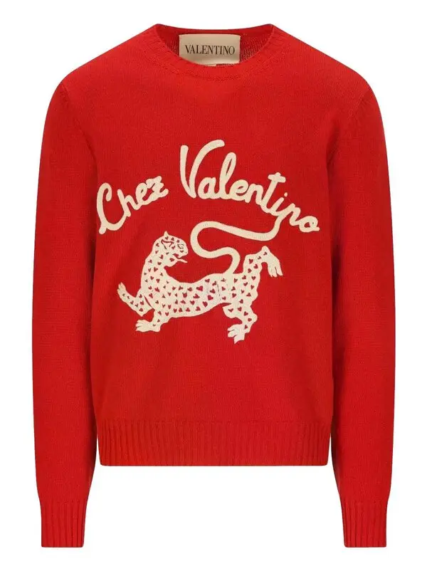 Valentino Garavani Wool Embroidered Sweater - Red