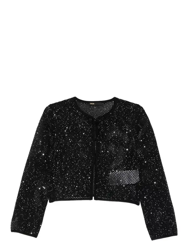 Maje Sequin Embellished Cardigan - Black
