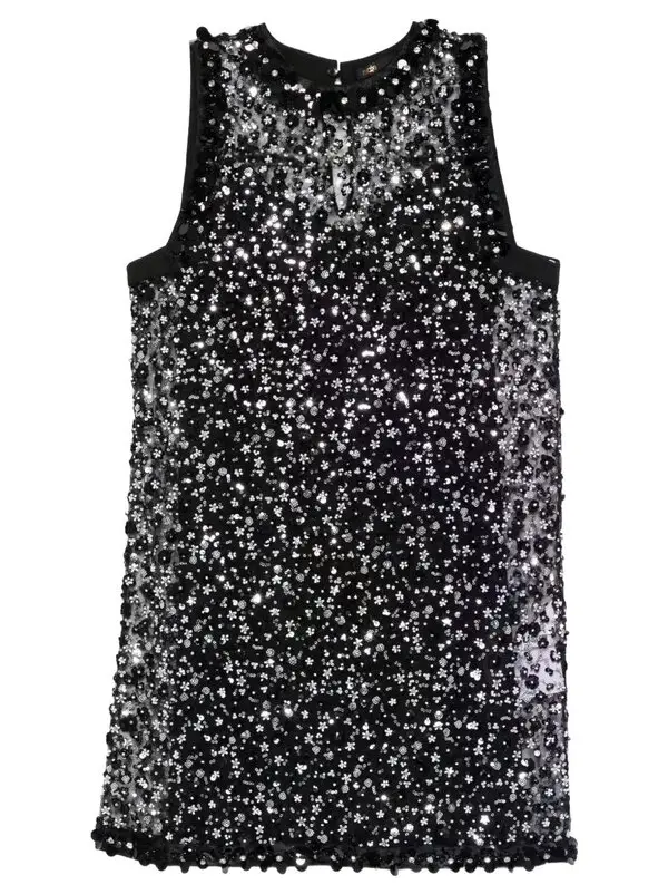 Maje Beaded Sleeveless Mini Dress - Black