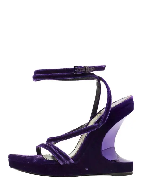 TOM FORD Velvet Platform Wedge Sandals - Purple