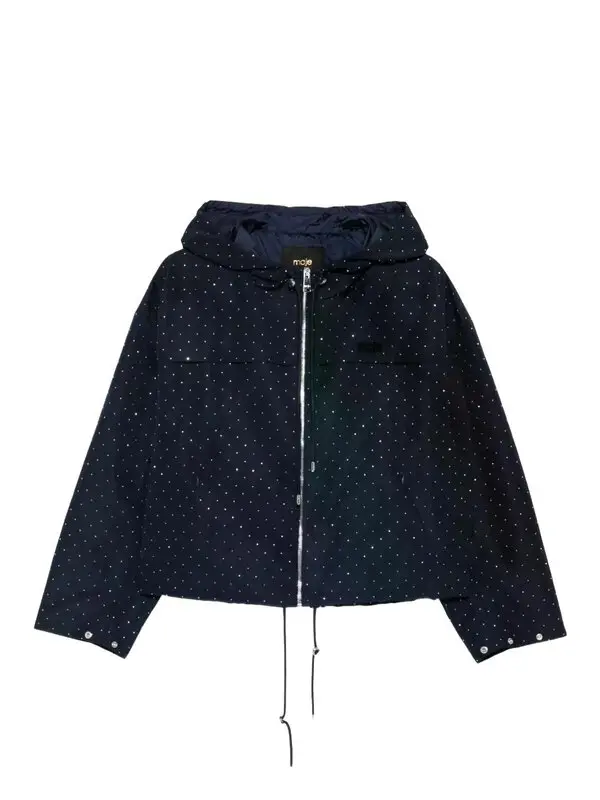 Maje Rhinestone-embellished Hooded Jacket - Blue