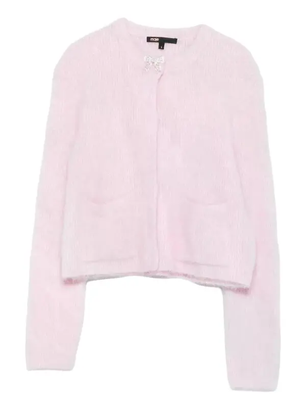 Maje Long-sleeve Cardigan With Embellished Collar - Pink