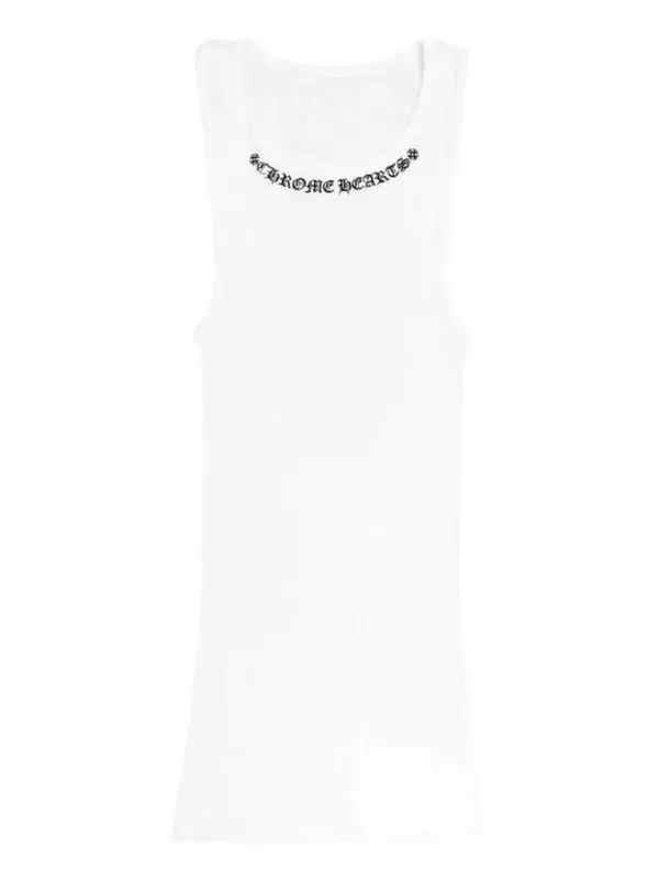 Chrome Hearts Logo Ribbed Tank - White