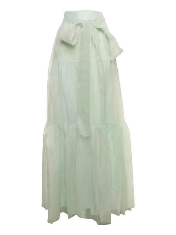 Paule Ka Organza Ribbon Tiered Skirt - Green