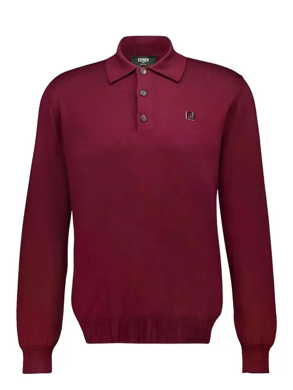 Fendi Long-sleeve Logo Polo Shirt - Red