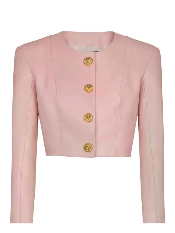 Balmain Button Lambskin Jacket - Pink