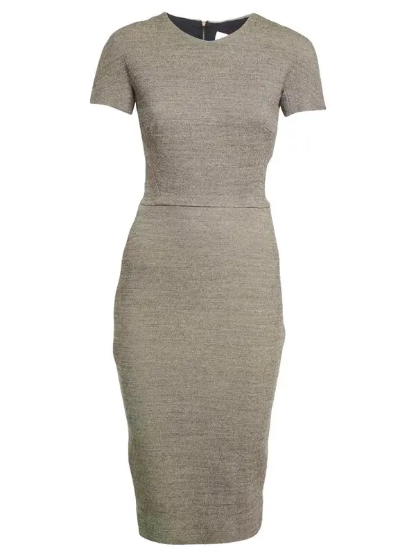 Victoria Beckham Short-sleeved Wool Midi Dress - Neutrals