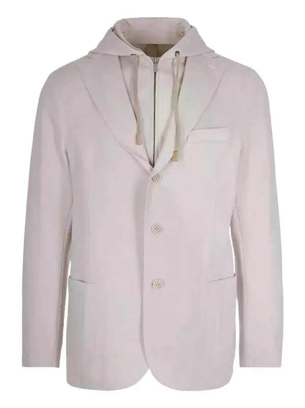 Eleventy Hooded Buttoned Jacket - Neutrals