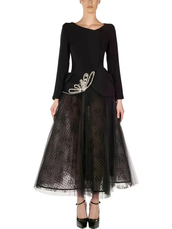 ARAFTU Embellished Panelled All-in-one - Black