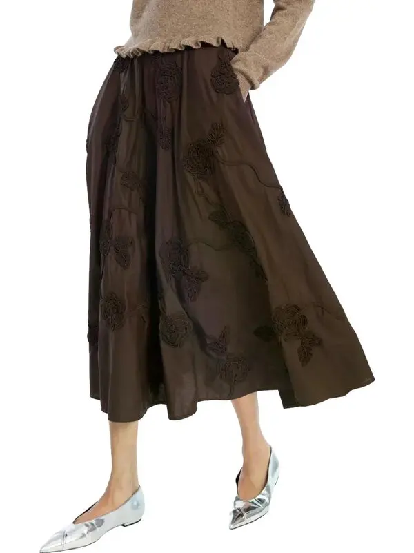 ROTATE BY BIRGER CHRISTENSEN Floral Print Midi Skirt - Brown