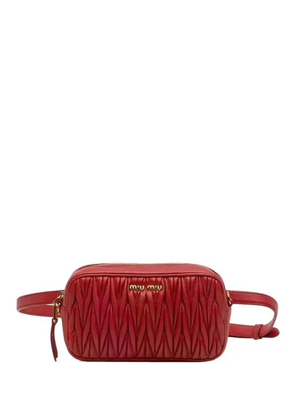 Miu Miu Matelasse Leather Belt Bag - Red