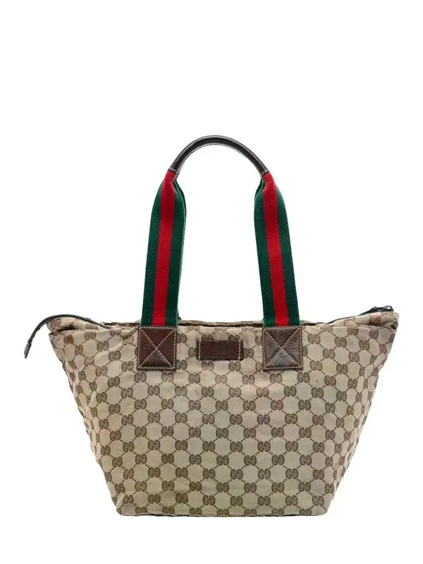 Gucci Gg Canvas Web Tote - Brown