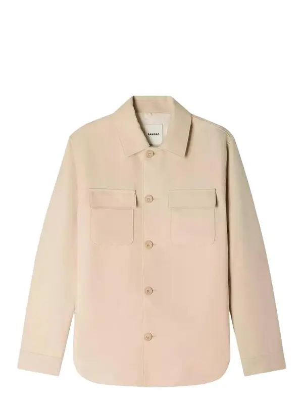 Sandro Oversized Buttoned Shirt With Flap Pockets - Neutrals