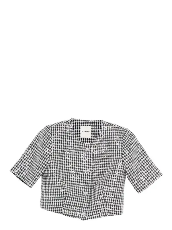 Sandro Houndstooth Jacket - Black