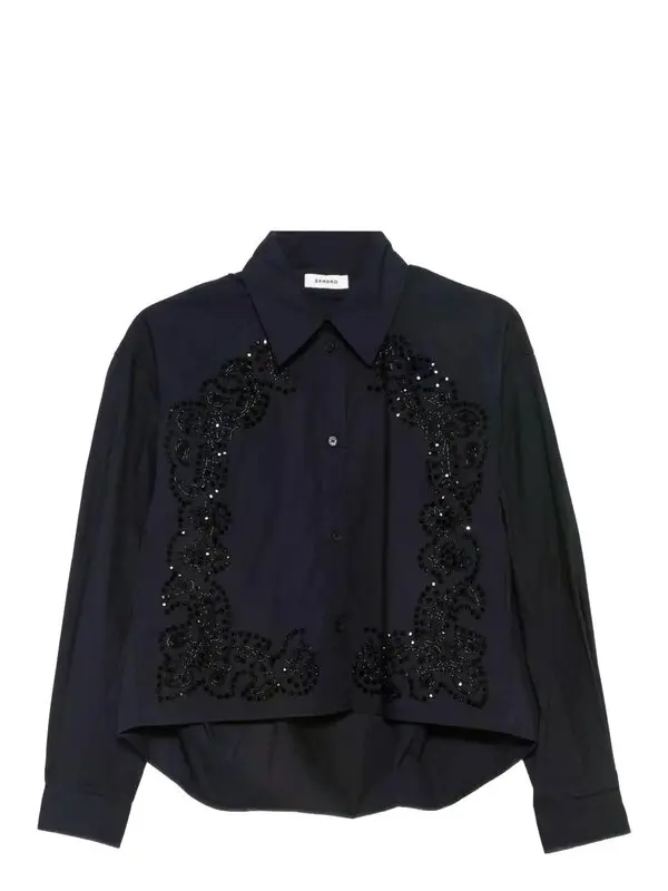 Sandro Floral Embroidered Shirt - Blue
