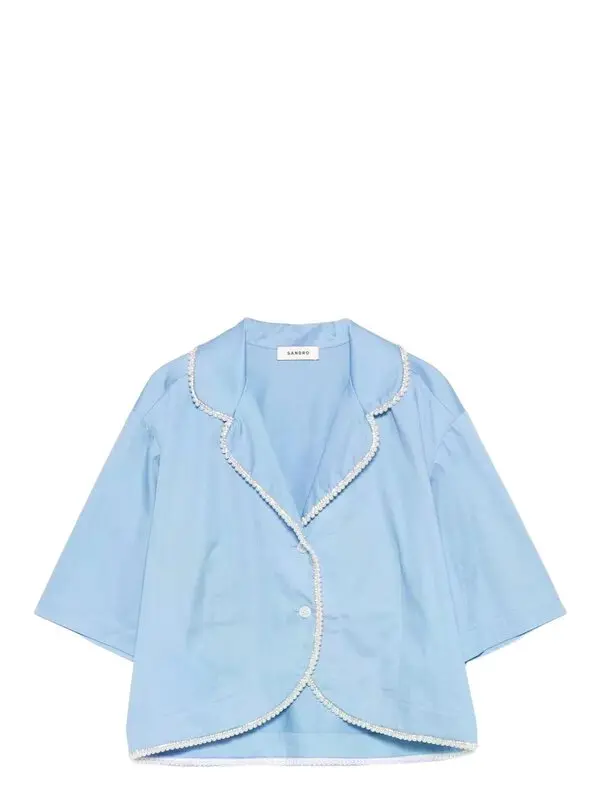 Sandro Beaded Collared Shirt - Blue