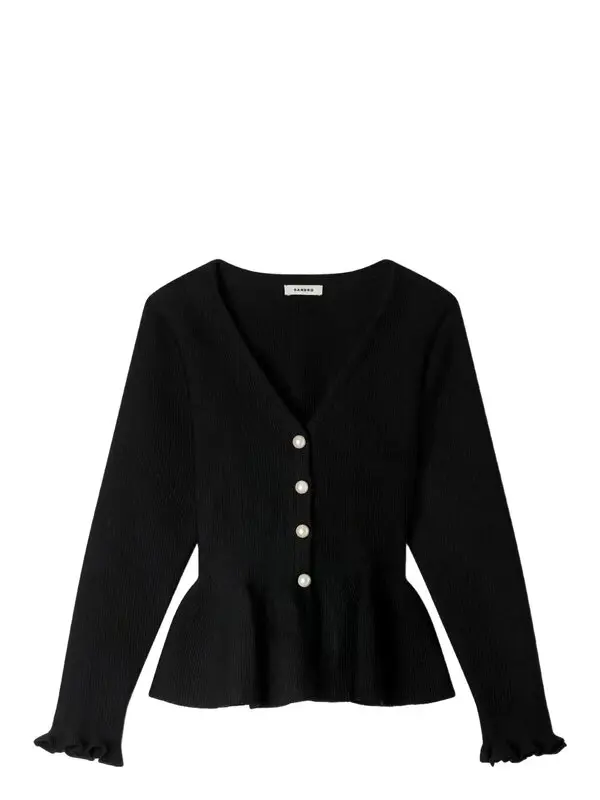 Sandro Textured Peplum Cardigan - Black