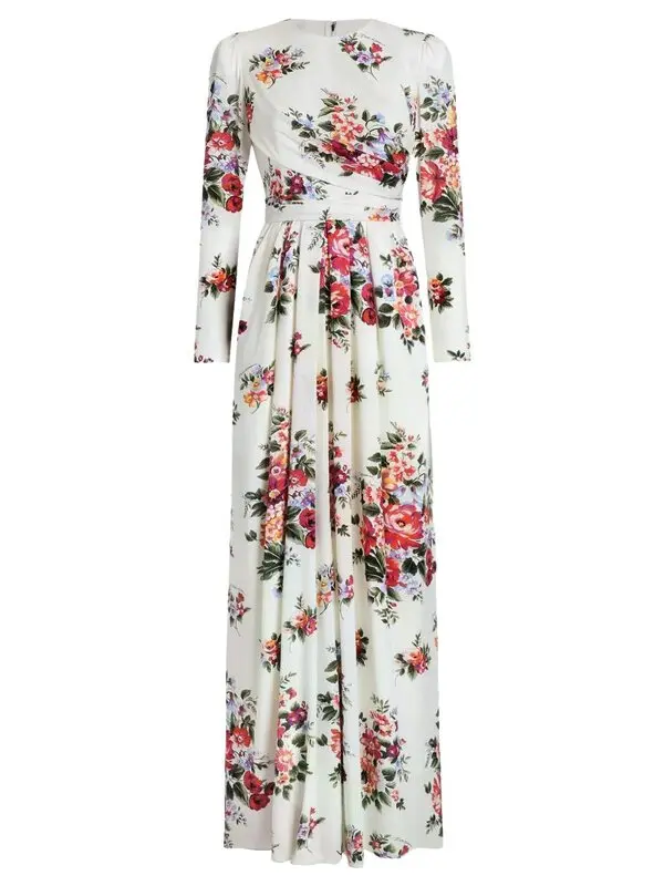 Dolce & Gabbana Floral Print Maxi Dress - White